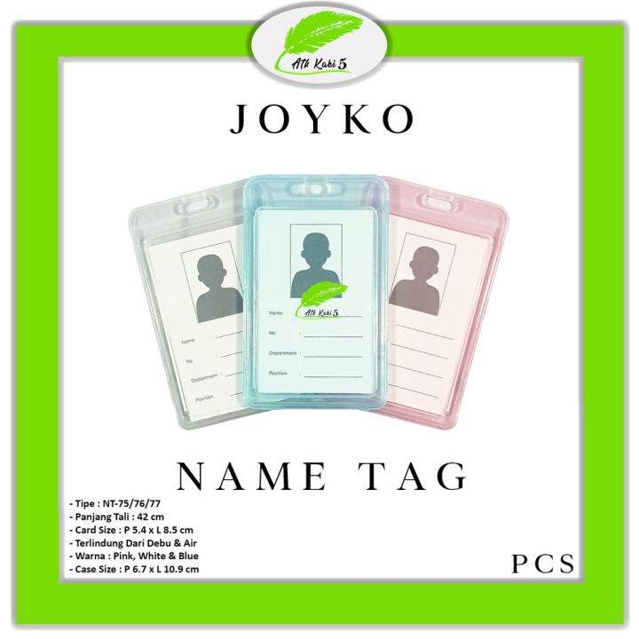 JOYKO - Name Tag Warna NT - 75 Putih / 76 Blue / 77 Pink - Pcs | Lazada ...
