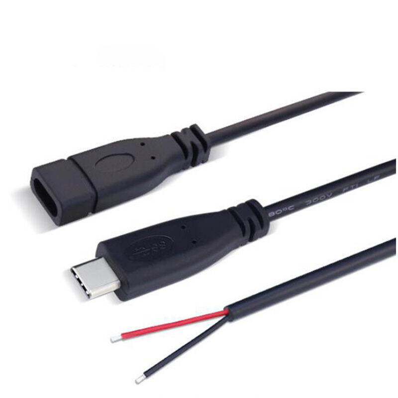 QKKQLA 5pcs 2pin 4pin Wire USB 2.0 Type C Male female Plug Extension ...