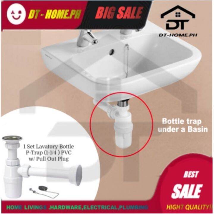 LOW PRICE --- 1 Set Lavatory Bottle P-Trap (1-1/4 ) PVC w/ Pull Out ...