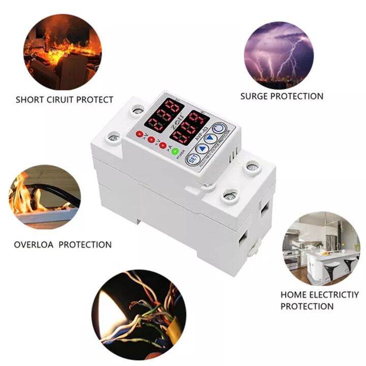 【READY STOCK】 ⚘40A 63A 220V Din Rail AC Monitor Under Over Voltage ...