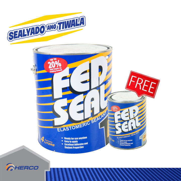 FEDSEAL 4 Liter Elastomeric Sealant with FREE FEDSEAL 1/2 Liter ...