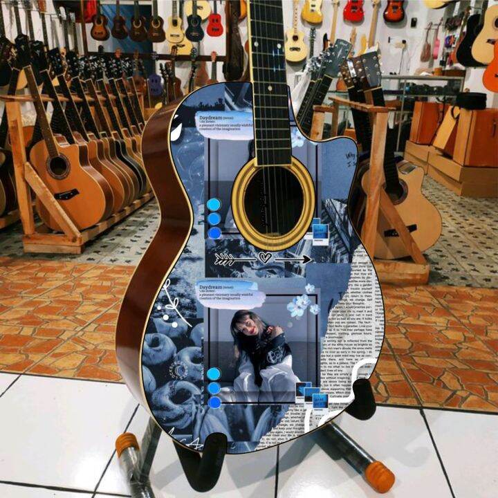 Stiker Gitar Akustik Keren BLUE LISA / Sticker Gitar Aesthetic / Stiker ...