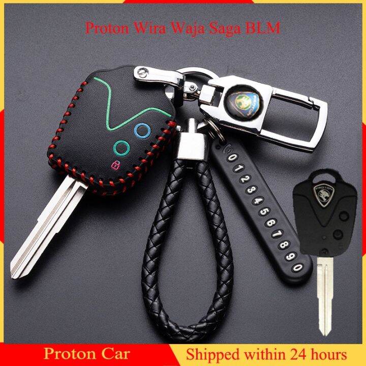 Proton Saga BLM Wira Waja Leather Key Cover Casing Key Holder ...