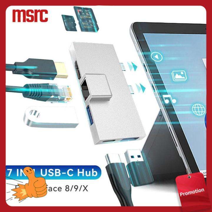 MSRC Ekspansi layar HUB Tipe C Gigabit RJ45 Bangku 3.0 USB Pembaca ...