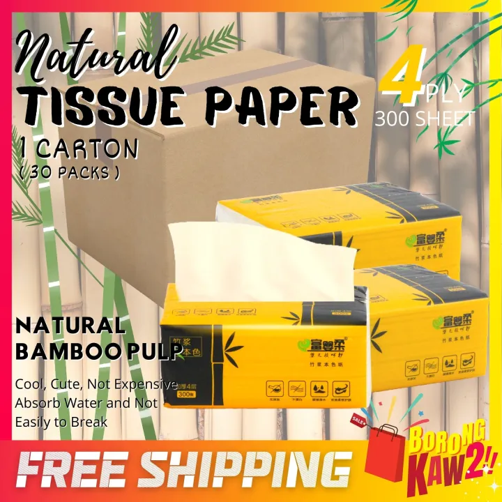 1 Carton ( 30/40Packs ) 4PLY Bamboo Pulp Tissue Paper Packet 240 / 272 ...
