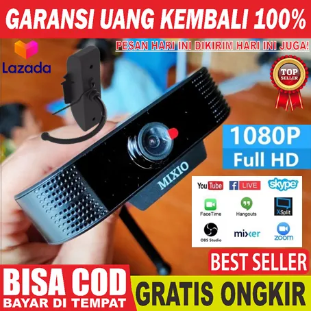 [ ASLI HANYA DISINI ] MIXIO F10 Full Hd Webcam 1080P With Microphone ...