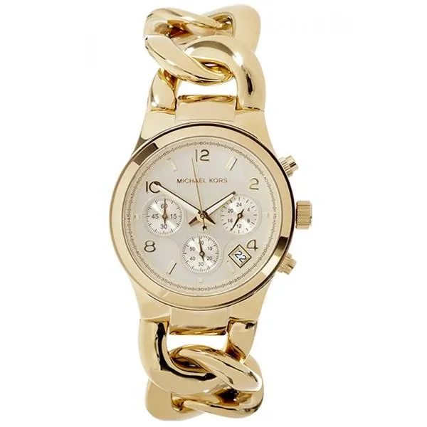 นาฬิกาผู้หญิง MICHAEL KORS Runway Twist Chronograph Gold-tone Ladies ...