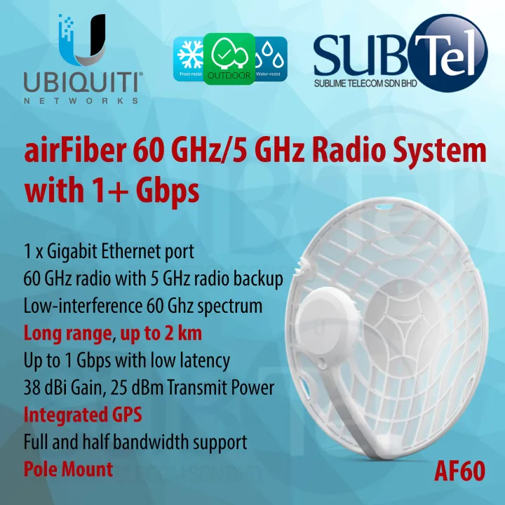Ubiquiti AF60 airFiber 60 GHz 5 GHz Radio System with 1+ Gbps High Gain ...