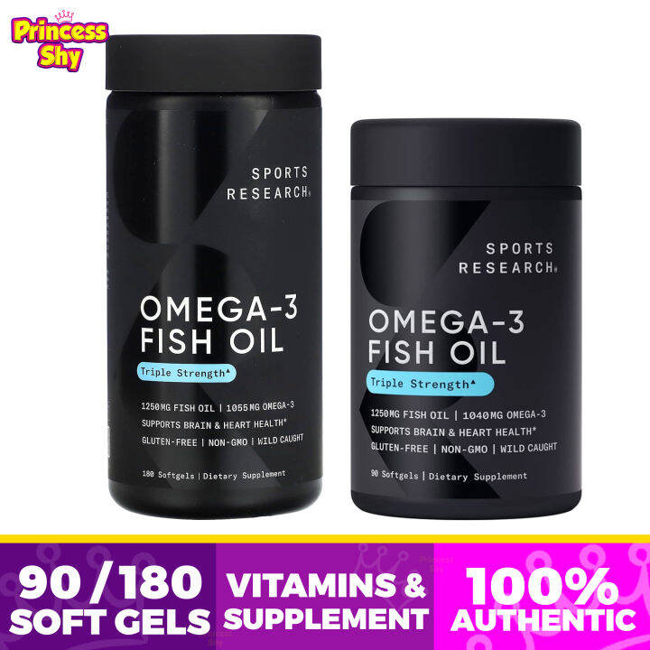 Sports Research Omega-3 Fish Oil Triple Strength 90 / 180 softgels ...