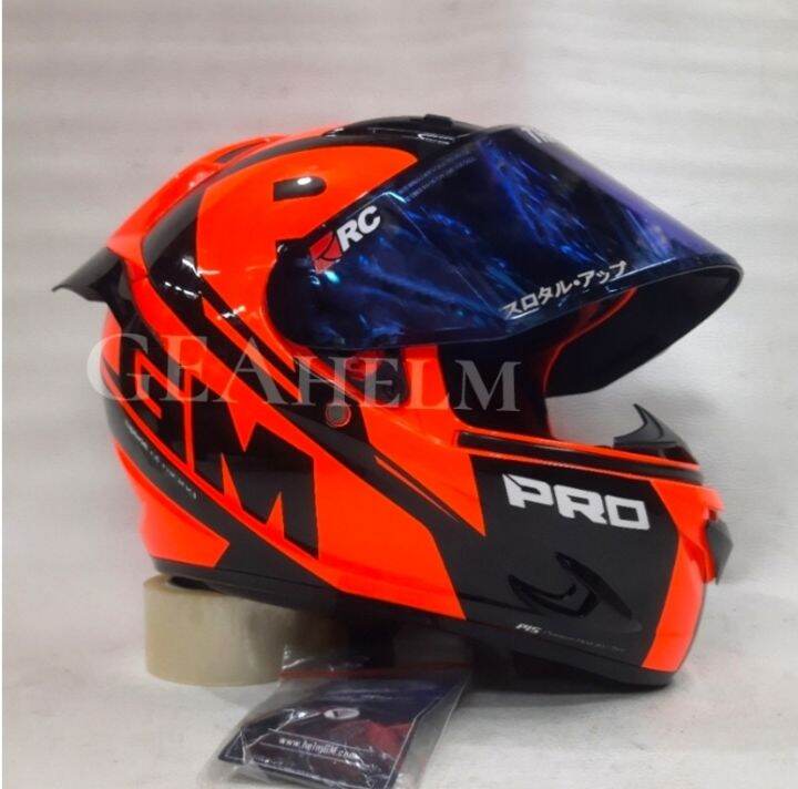 HELM GM RACE PRO EDITION PULL FACE PAKET GANTENG ORANGE PLUO | Lazada ...