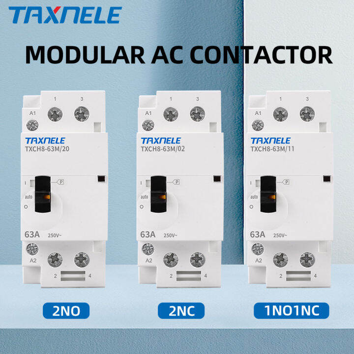 DIN Rail AC Contactor 2P 32A 63A 2NO 2NC 1NO1NC Manual Household ...