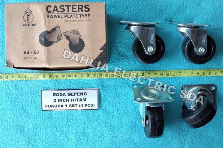 RODA GEPENG 2 INCH HITAM FUKUDA 1 SET ( 4 PCS ) | Lazada Indonesia