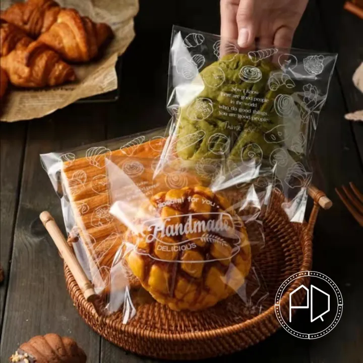 [50pcs] Self Adhesive Transparent Bread Plastic Packaging Bag Cake Food ...