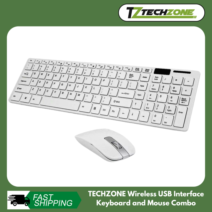 TECHZONE Wireless USB Interface Keyboard and Mouse Combo Bundle Battery ...