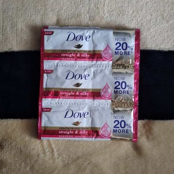 12pcs (1 DOZEN) Dove Pink Shampoo TWIN PACK SACHET (Straight & Silky ...