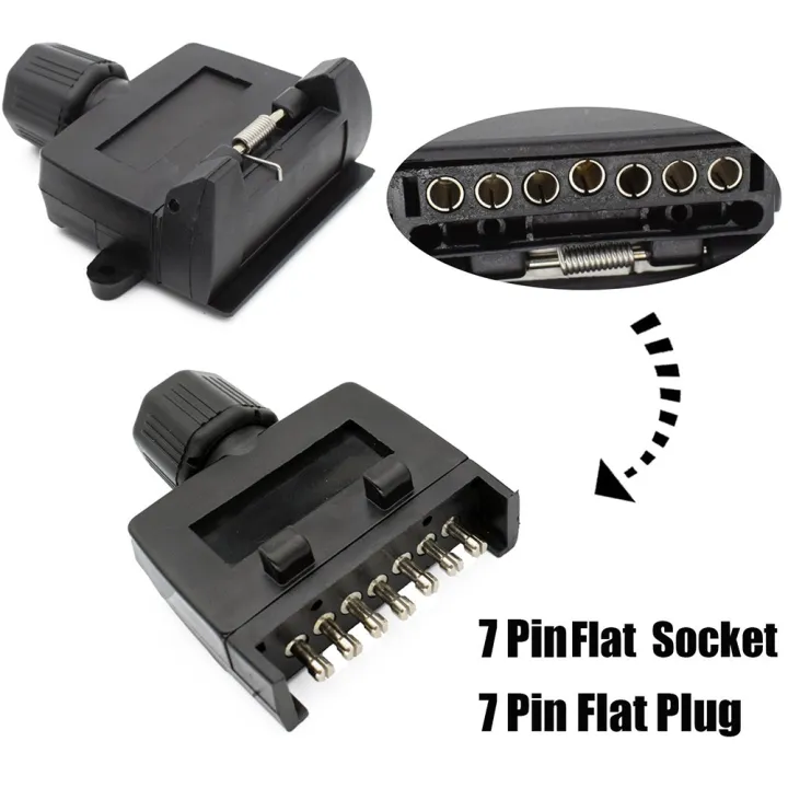 ขั้วต่อปลั๊กพ่วงแบนใหม่12v Dc 7pin ปลั๊กพ่วงแบนสีดำ Th