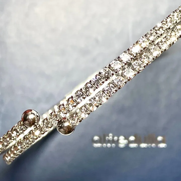 Alfredulla Crystal Roll Double Silver Bangle | Lazada PH