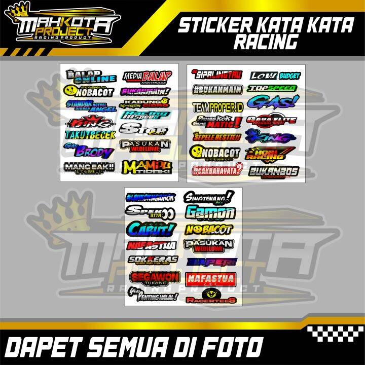 STIKER PACK KATA KATA RACING / STIKER PACK HEREX / STIKER PACK KEREN ...