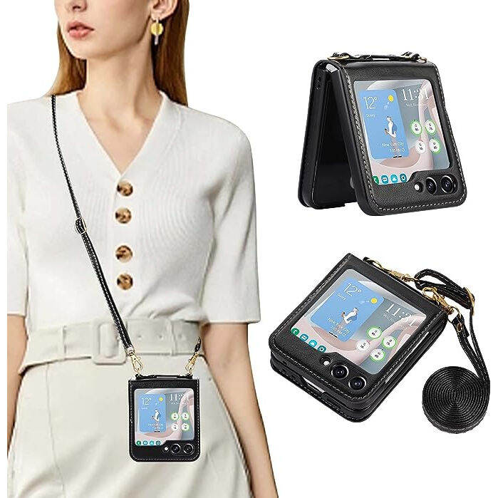 เคส Tali Bahu คล้อง Samsung Galaxy Z Flip 5เคสหนังแบบถอดได้มีช่องใส่ ...