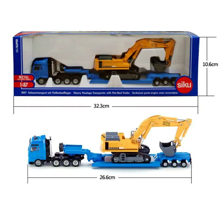 Diecast 1/87 Scale Siku 1847 Flatbed Trailer Excavator Engineering ...
