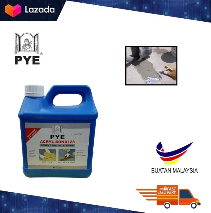 PYE ACRYL-BOND 128 4 LITRE CEMENT BONDING ADDITIVE TILE FIXING FLOOR ...
