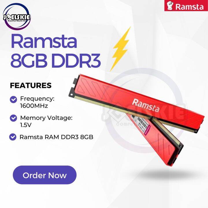 Ramsta RAM 4GB- 8GB DDR3 1600MHz Desktop Memory | Lazada PH