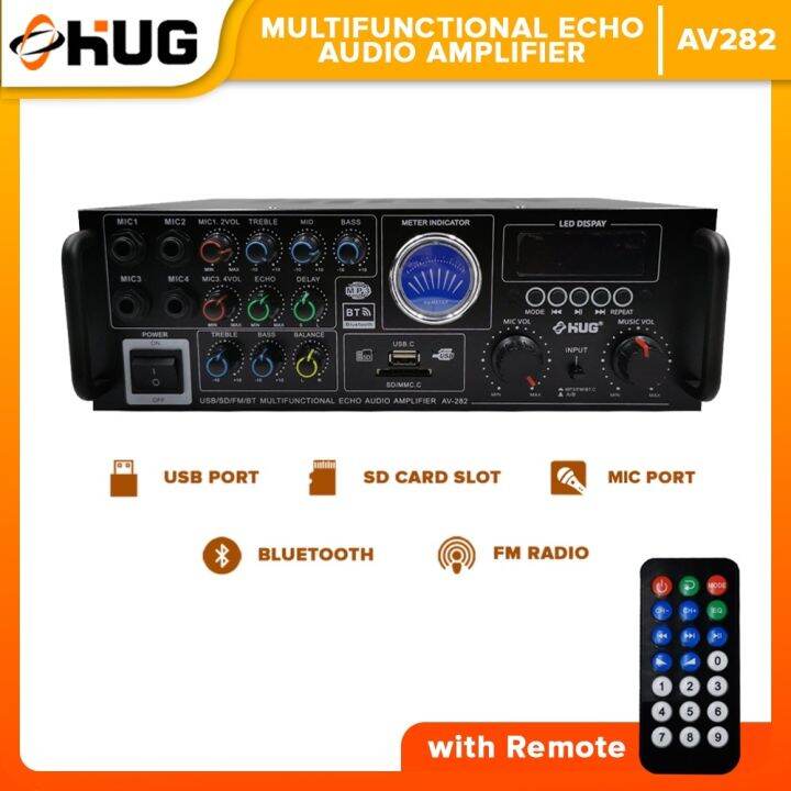Hug 300 Watts 2 Channel Audio Amplifier With Mixer Equalizer Usb ...