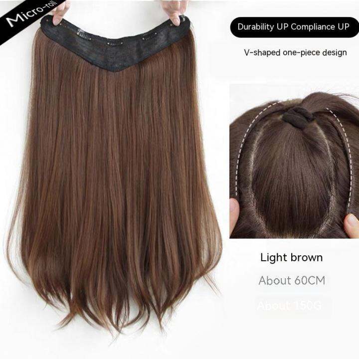 Tse One Piece V-Shaped Curly Wig With Fluffy Hair Increase, Invisible ...