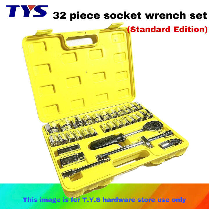 32 Pieces Socket Set Tools Manual Socket Wrench Ratchet Wrench Set（8 ...