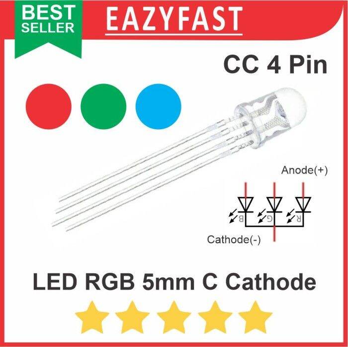 LED 5mm RGB CC 4P Common Cathode Katoda 3 Warna 4 Kaki Pin Clear | Lazada Indonesia