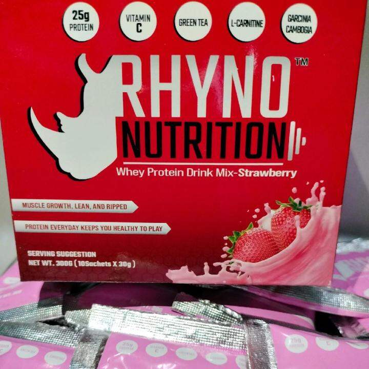 RHYNO NUTRITION WHEY PROTEIN 10 SACHETS STRAWBERRY FLAVOR | Lazada PH
