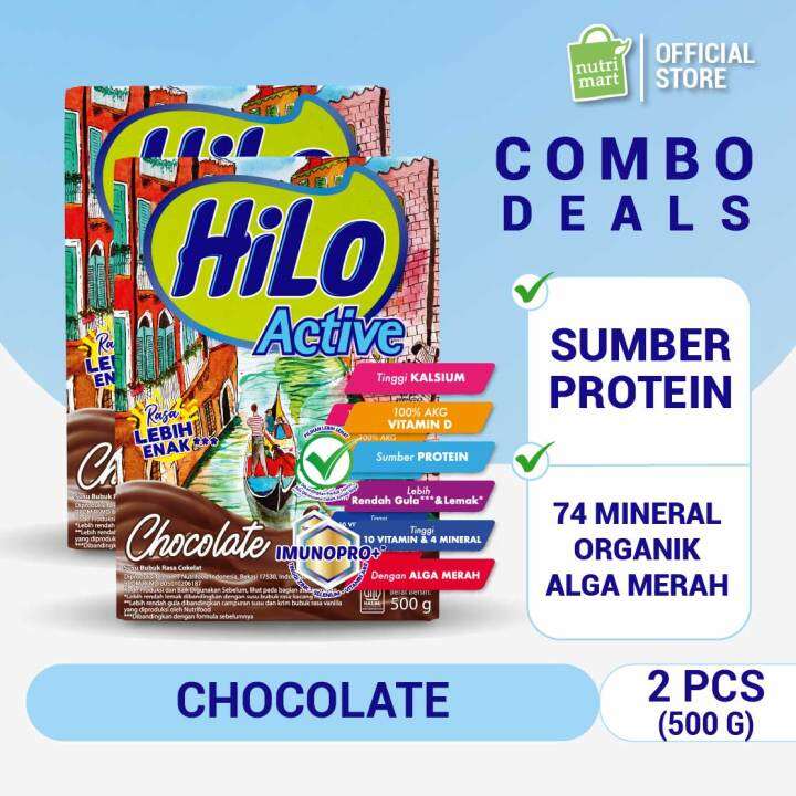 Twin Pack - HiLo Active Chocolate 500gr - Susu Dewasa Tinggi Kalsium ...