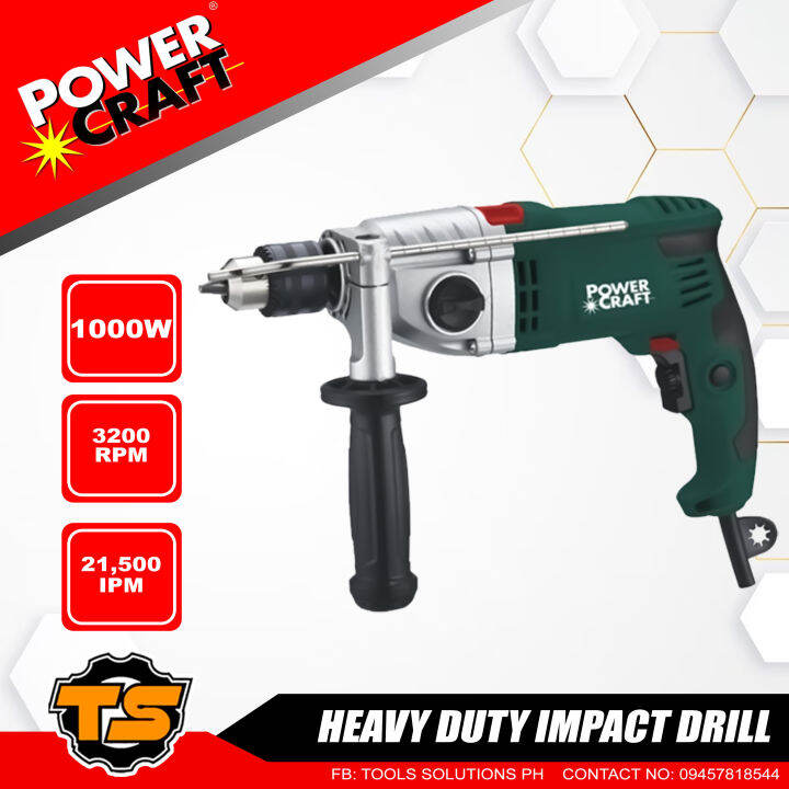 Powercraft PHD 13-1000 RVA 1000W Hammer Drill With Dual Speed Gear Setting and Variable Speed ...