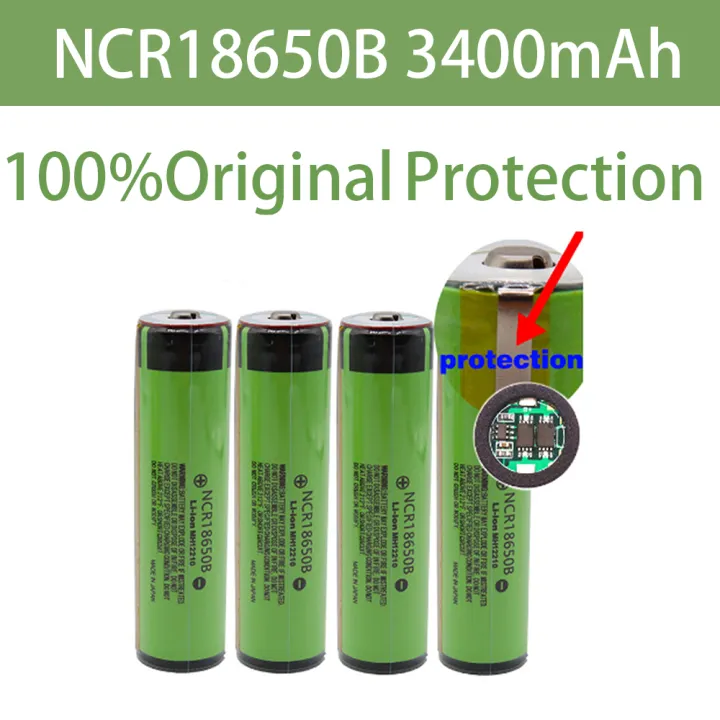 100 Original Protected 18650 NCR18650B Rechargeable Li-ion battery 3.7V With PCB 3400mAh For ...