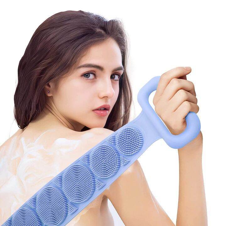HomeJade Silicone Back Scrub Bath Shower Wash Body Belt Brush Bath ...