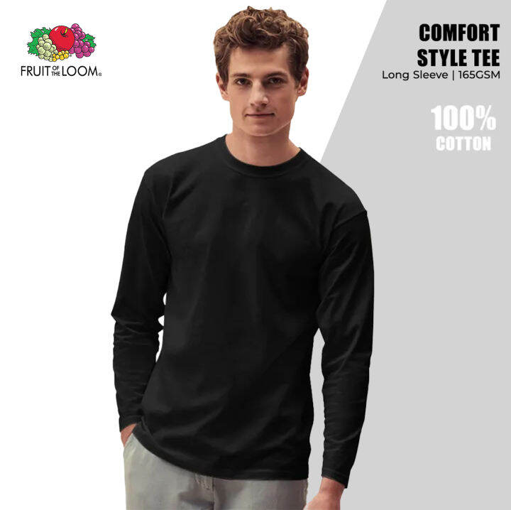 Fruit of the Loom | Plain Longsleeves | Black | Comfort Style | Unisex ...