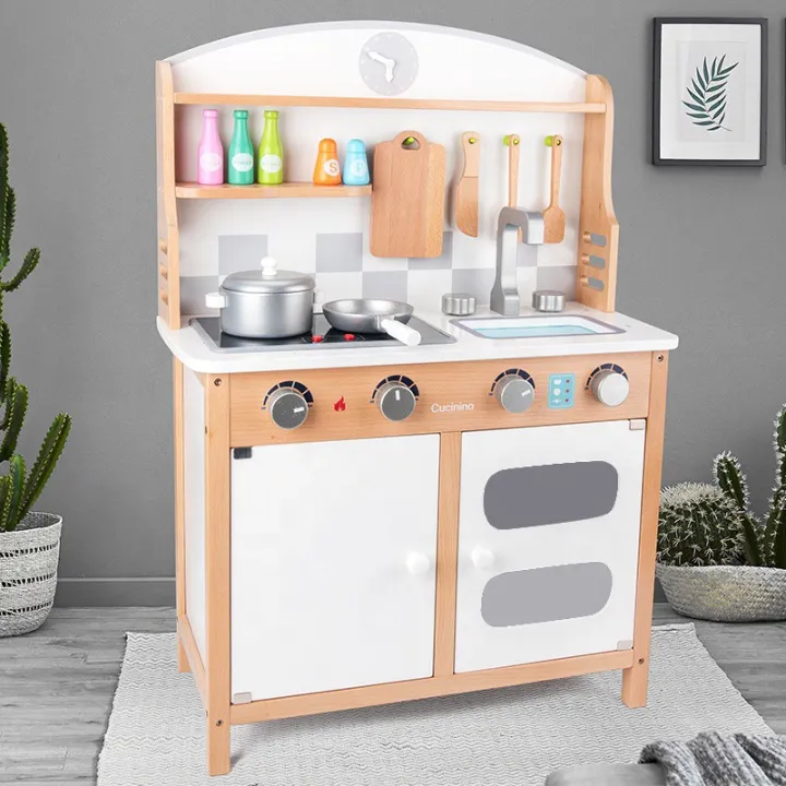 Modern Large White Wooden Play Kitchen Set | Lazada PH