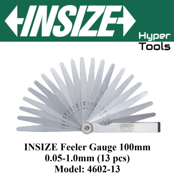 INSIZE Feeler Gauge 100mm [Size: 0.05-1.0mm (13 pcs) / 0.02-1.0mm (17 pcs)] (Model: 4602-13 / ...