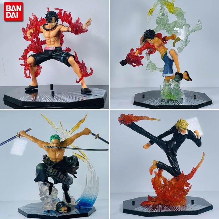 New One Piece Anime Figure Fire Fist Luffy Ace Sanji Battle Model Dolls