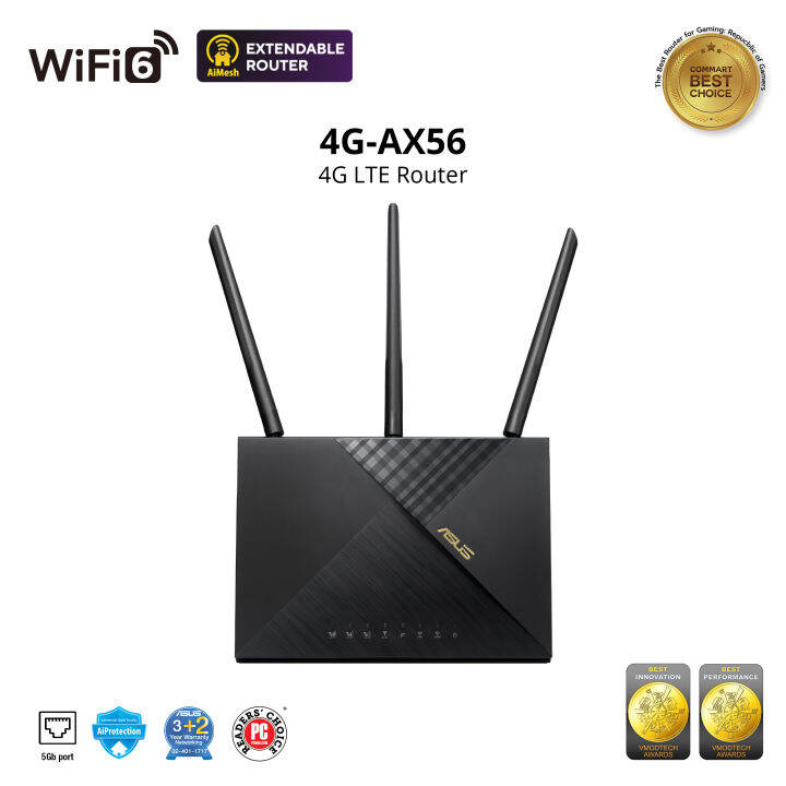 ASUS 4G-AX56 Cat.6 300Mbps Dual-Band WiFi 6 extendable AX1800 LTE ...