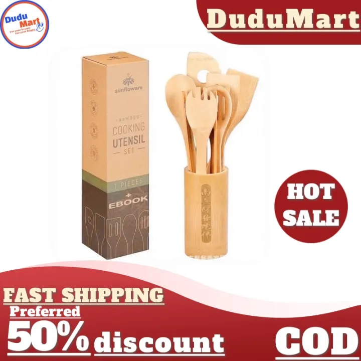 DuduMart 8 in 1 Eco Friendly-Bamboo Kitchen Utensil Set Tool ...
