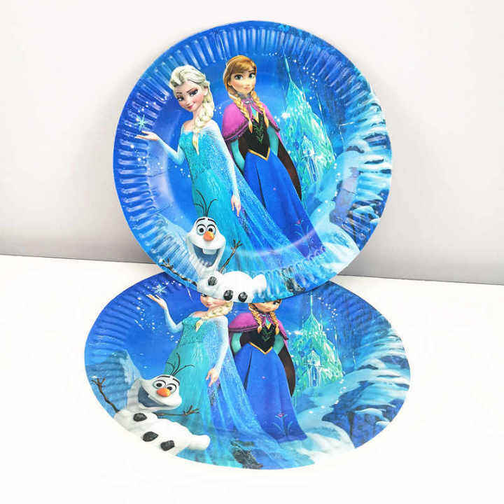 Frozen Elsa Printed Round Disposable Plates for Theme Birthday Parties ...