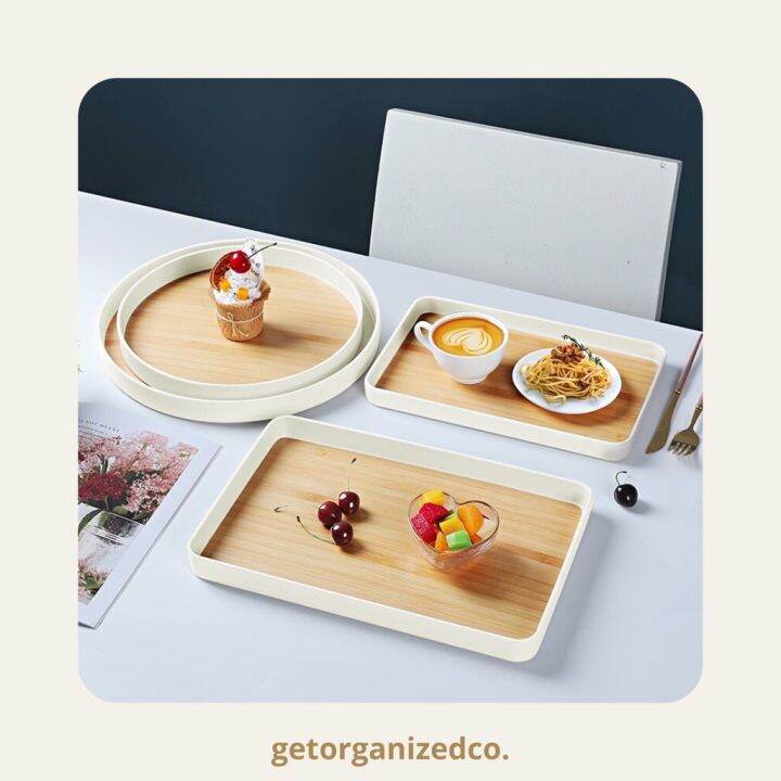 Japanese Nordic Serving Tray Wooden Design PET Minimalist Household Tray | Get Organized Co ...
