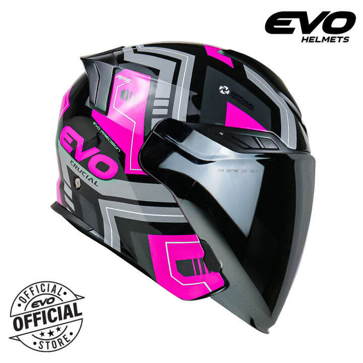 EVO RX-7 Crucial Half Face Dual Visor Helmet with Free Clear Lens ...