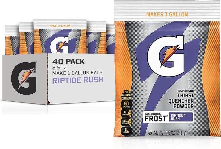Gatorade Thirst Quencher Powder Makes 1 Gallon/Pouch, Riptide Rush, 40 ...