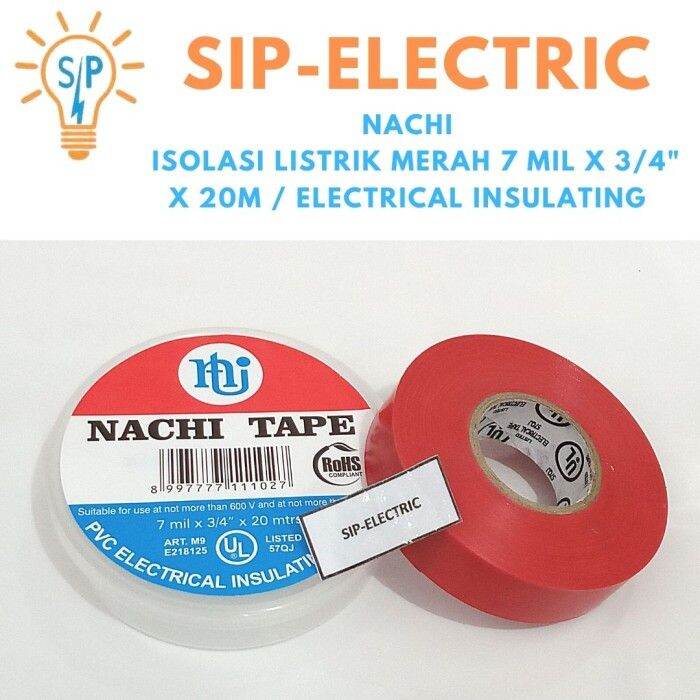 NACHI ISOLASI LISTRIK MERAH 7 MIL X 3/4" X 20M / ELECTRICAL INSULATING ...