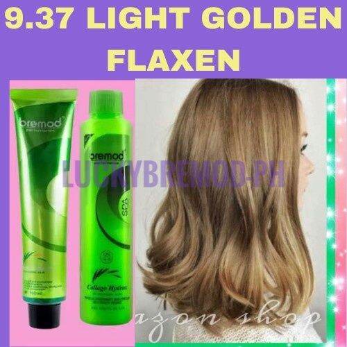 BREMOD 9.37 Light Golden Flaxen Hair color with Oxidizer Cream (100ml ...