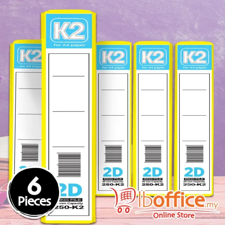 PVC Colour Ring File - K2 - 2D-50mm - A4 - Yellow - 6pcs | Lazada