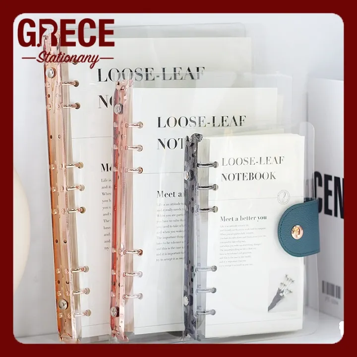 Soft Clear binder Loose-leaf notebook with refill 90 leaves and leather magnet closure A6 A5 B5 ...