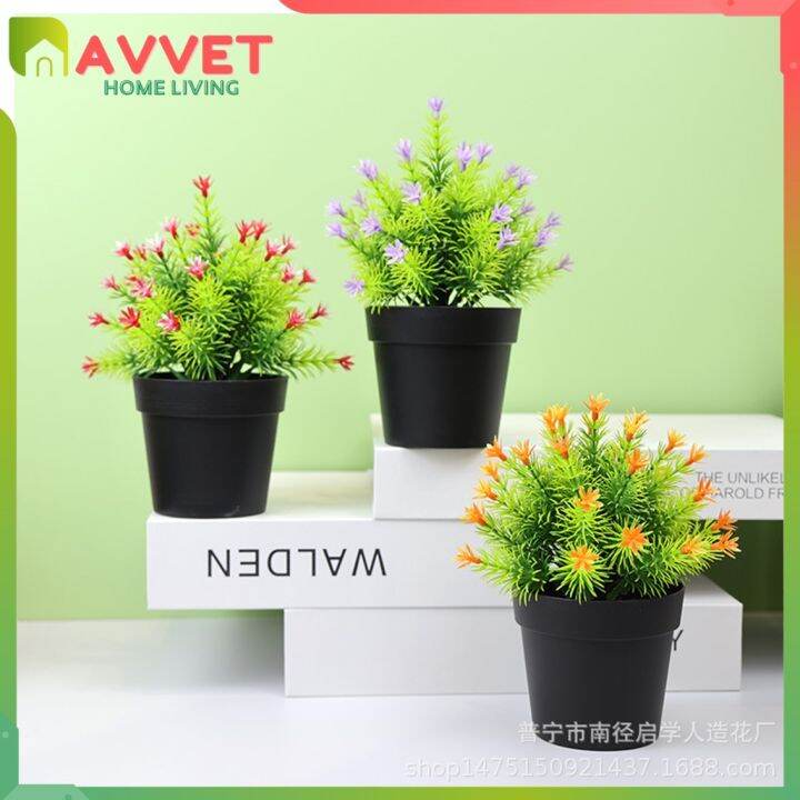 AVVET Ornamen Tanaman Bunga 47 Bunga Rumput Artifisial Plastik Pot ...
